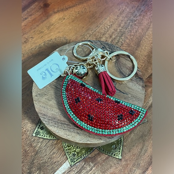 Accessories | Rhinestone Watermelon Bag Charm With Tassel | Poshmark